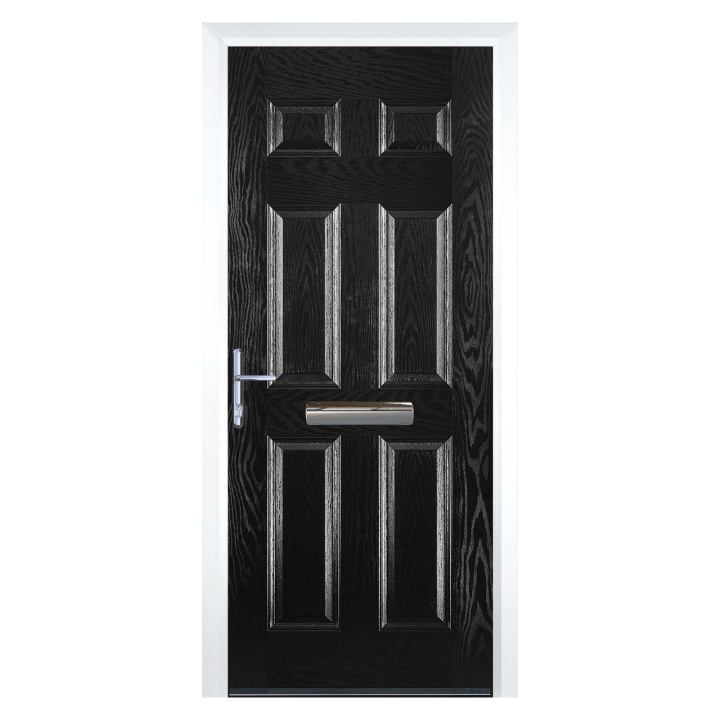 6 Panel Composite Door Black RH Hung 2100 x 920mm | Selco