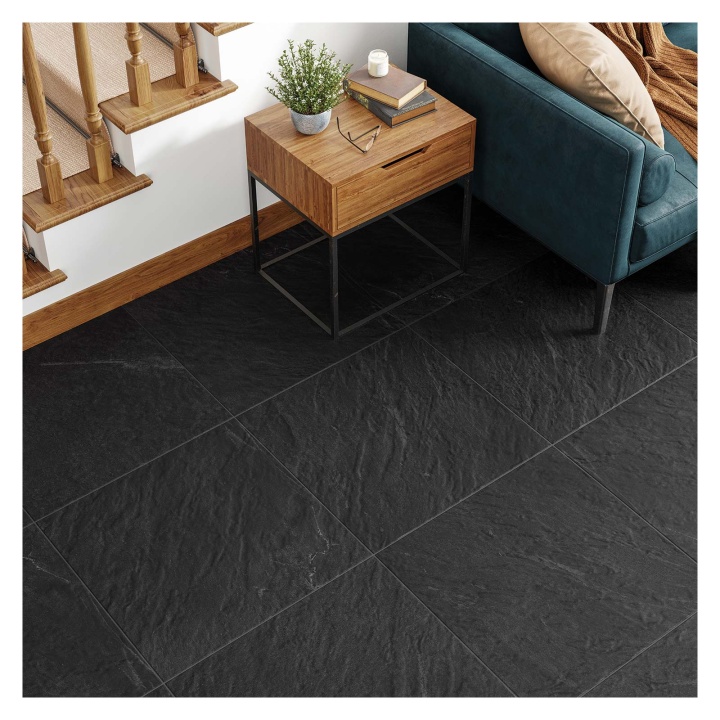 Oakley Matt Black Porcelain Floor & Wall Tile 600 x 600mm | Selco