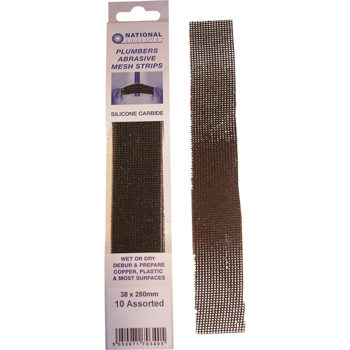 Abrasive Mesh Plumbing Strips Assorted Grade 250 x 38mm Pack 10 | Selco