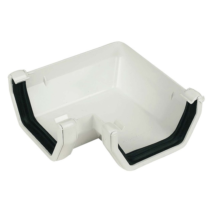 FloPlast White 114mm Square Line 90° Gutter Angle | Selco
