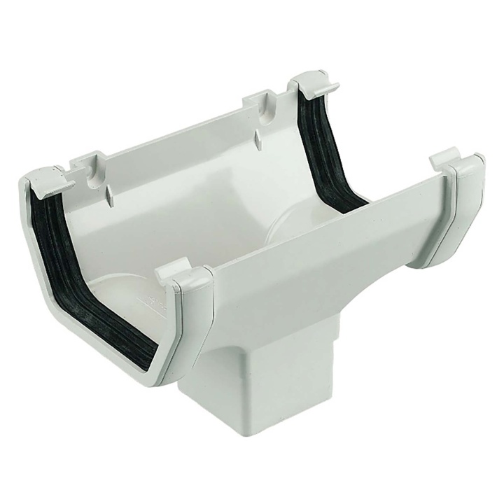FloPlast White 114mm Square Line Gutter Running Outlet | Selco