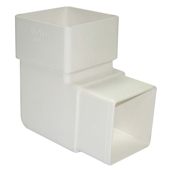 FloPlast White 65mm Square Downpipe 92.5° Offset Bend | Selco