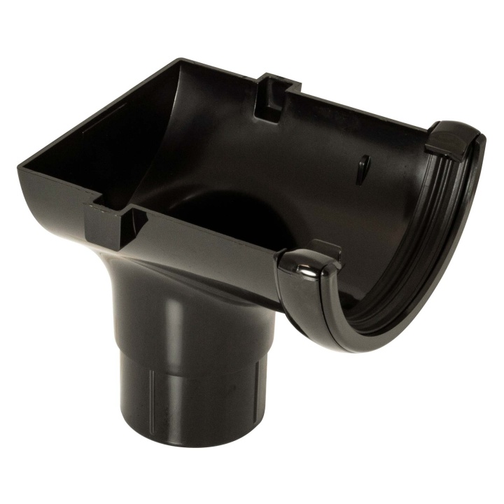 FloPlast Black 112mm Half Round Gutter Stop End Outlet | Selco