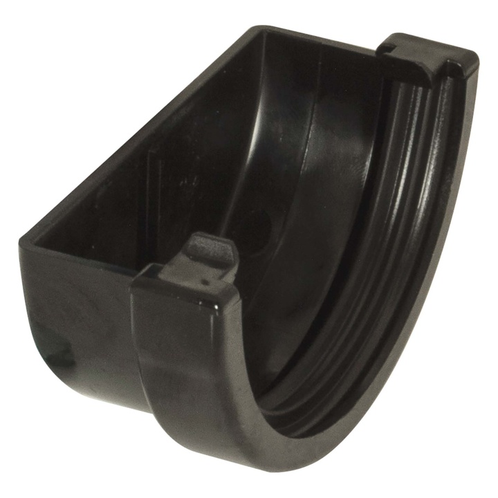 FloPlast Black Miniflo 76mm Half Round Gutter External Stop End | Selco