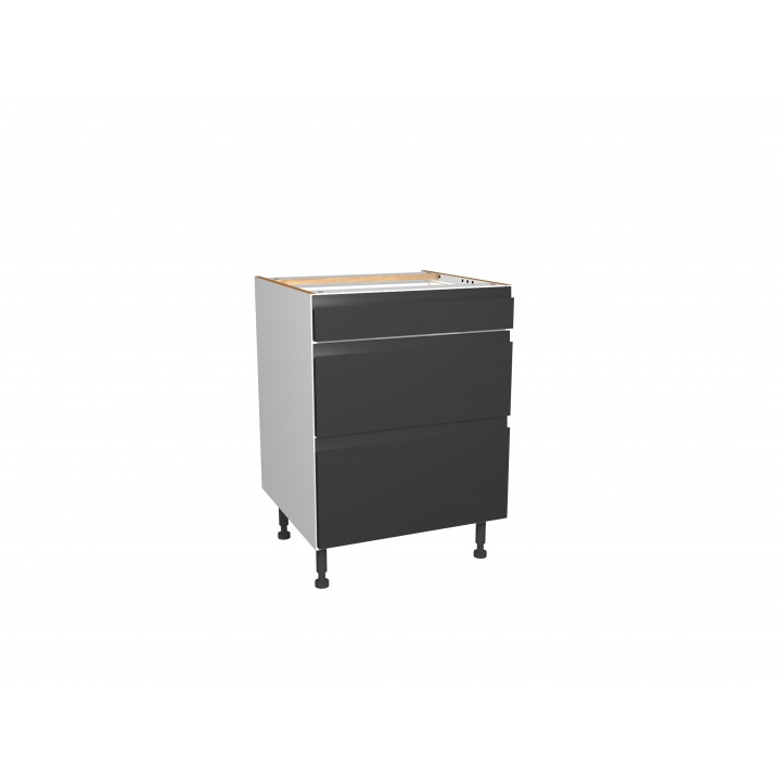 Capri Dark Grey 600mm Three Drawer Unit | Selco