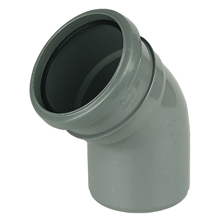 FloPlast Grey 110mm Soil Push Fit 135° Single Socket Bend | Selco
