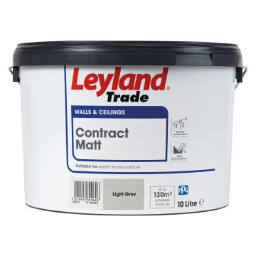 Leyland Contract Matt Emulsion Light Grey 10L | Selco