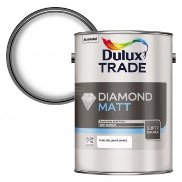 Dulux Trade Diamond Matt Emulsion Brilliant White 5ltr | Selco