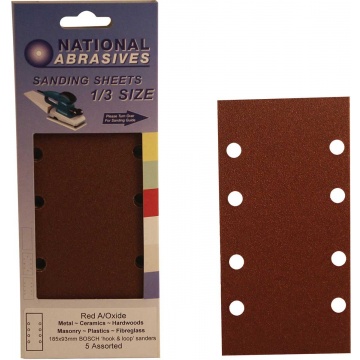Medium Grade Sanding Sheets for 185 x 93mm Sanders (Pk 5) | Selco