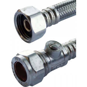 Flexible Tap Connector 15mm x 15mm x 500mm with Isolator Valve | Selco