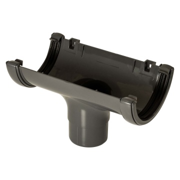 FloPlast Anthracite Grey 112mm Half Round Gutter Running Outlet | Selco
