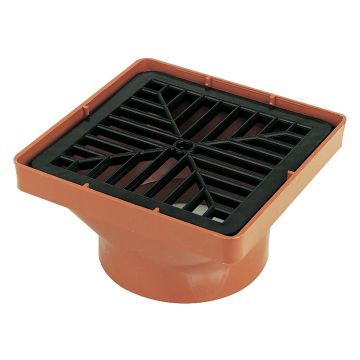 FloPlast 110mm Underground Square Drain Inlet Hopper with Grid | Selco