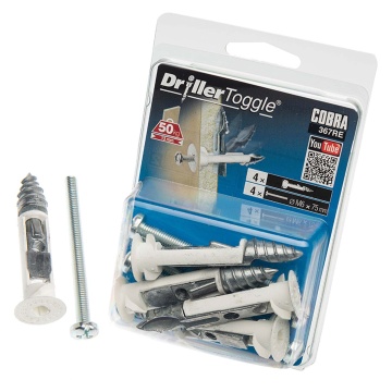 Cobra Driller Toggle Anchor 6 x 75mm Pack of 4 | Selco