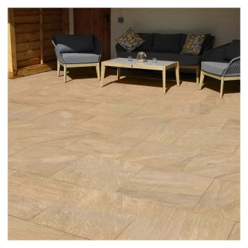 Vitripiazza Anno Lite Porcelain Paving Slabs Buff 600 x 600mm Pack of 3 ...