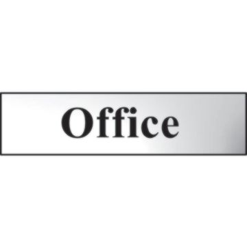 Office Sign Chrome 200 x 50mm | Selco